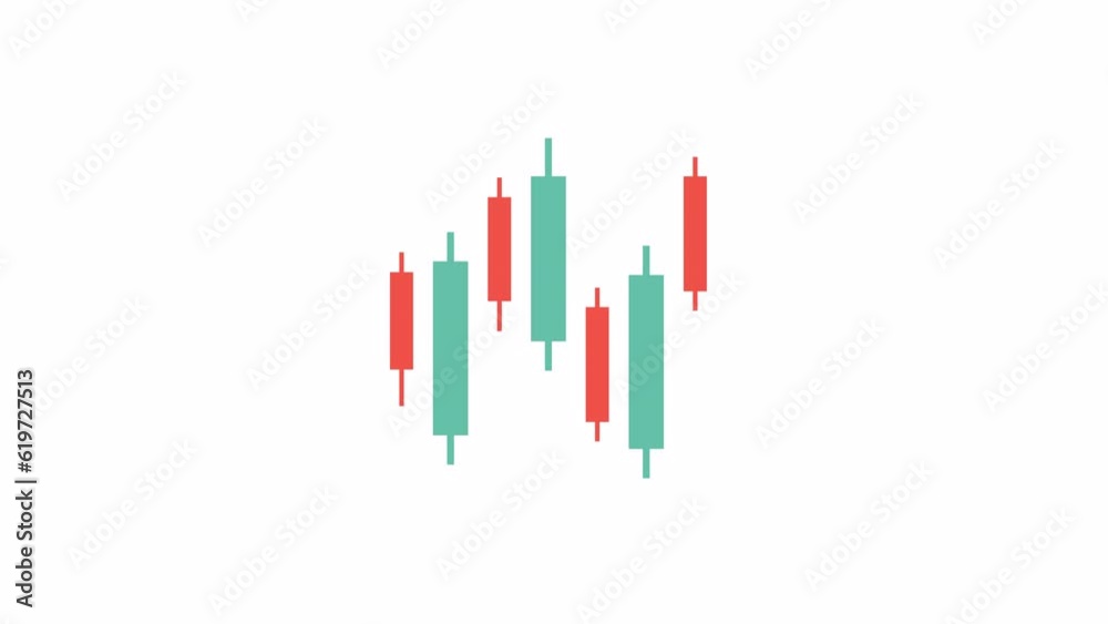 Trading candlesticks stocks 2D object animation. Monitoring data ...