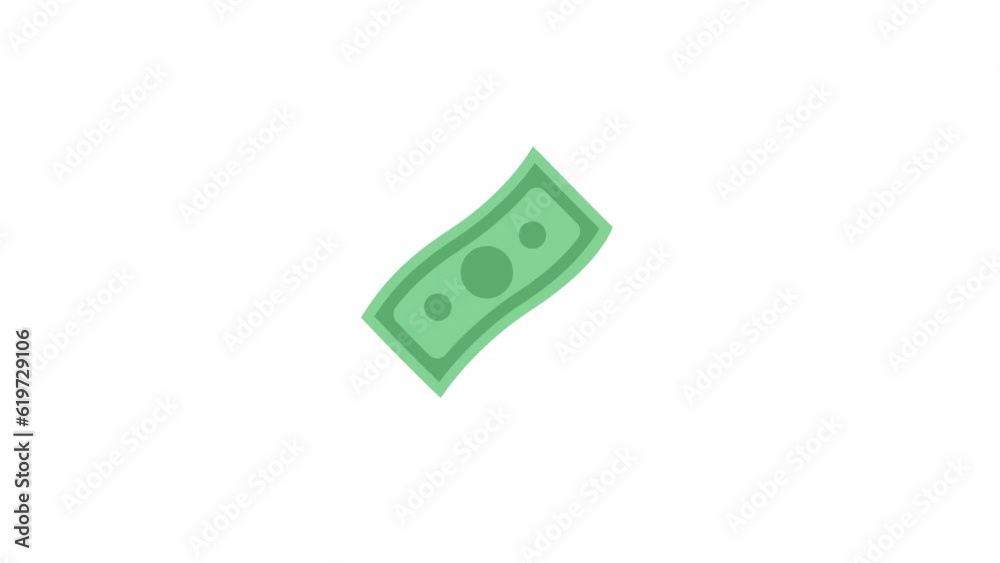 Banknote dollar flying 2D object animation. Salary, expenses. Cash ...