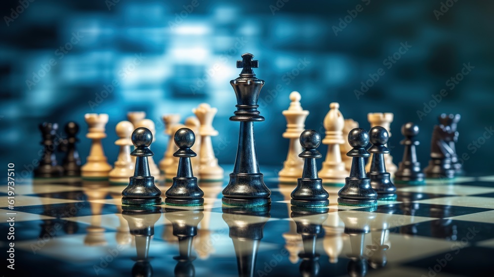 Business Concept, Chessboard with King, and Leadership Challenge are ...