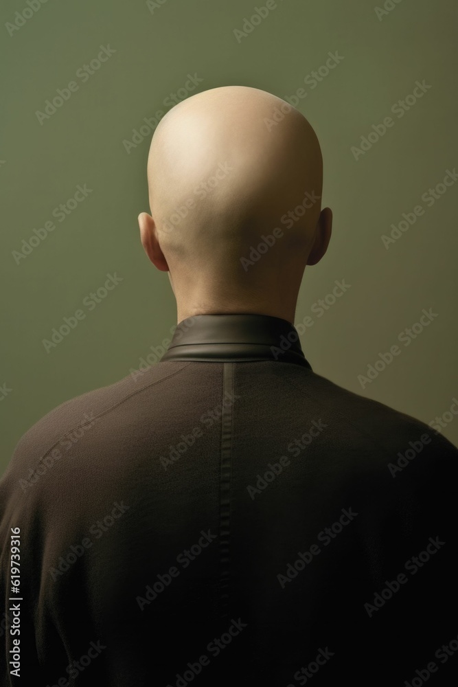 Bald person back view with green background. Stock Illustration | Adobe ...