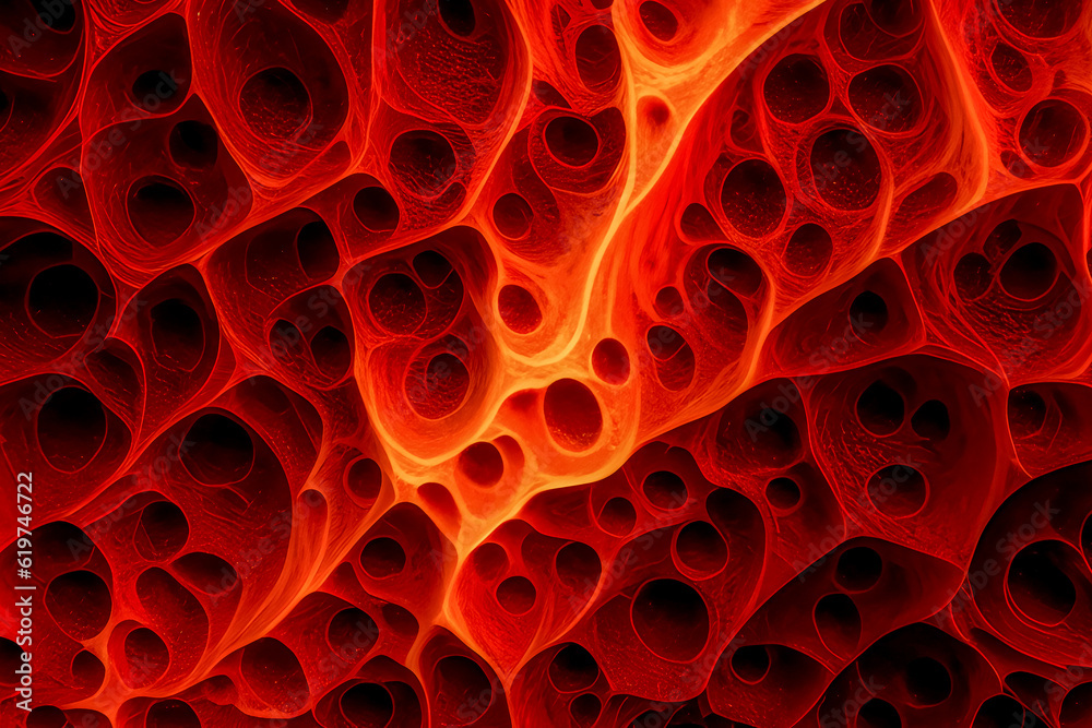 Abstract illustration of the blood vessels of the heart in the section ...