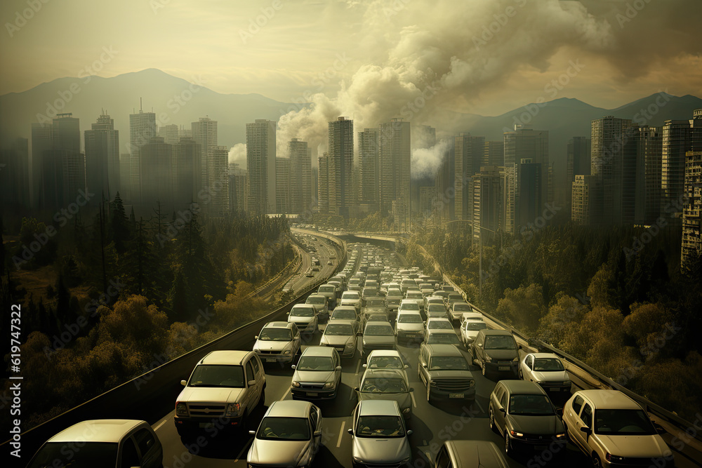 Air pollution from cars - AI Generated Stock Illustration | Adobe Stock