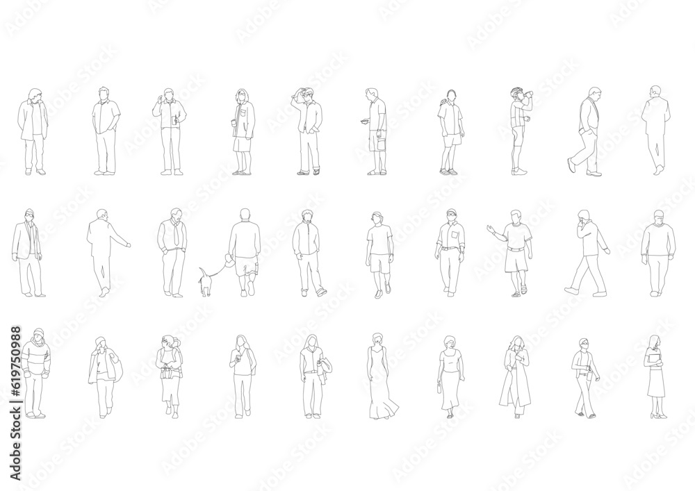 outline people drawing man woman vector illustration. isolated graphic ...