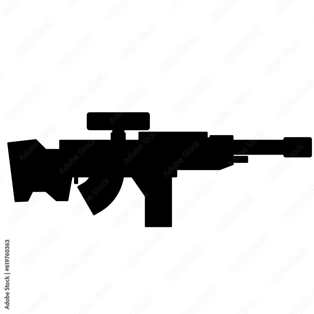 Assault rifle icon vector illustration. Rifle silhouette for icon ...