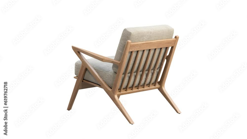 Circular animation of mid-century beige fabric upholstery apartment ...