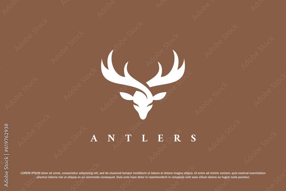 logo antler abstract deer stag head silhouette horn Stock Vector ...