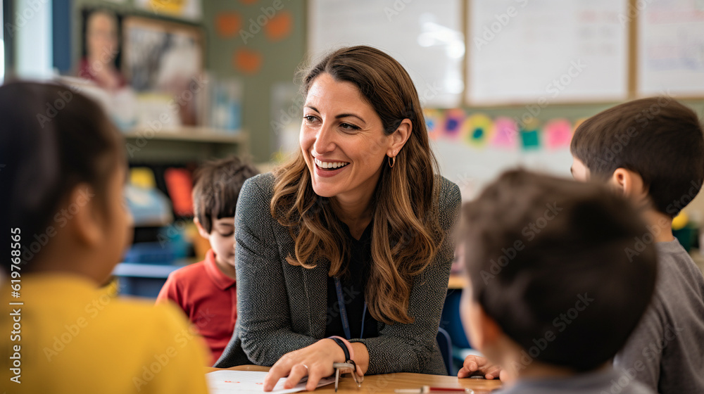 A teacher engaging with students in a classroom, representing the hard ...