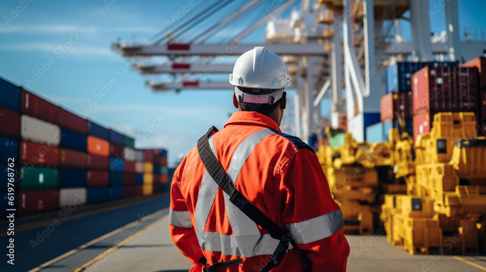 A dockworker unloading cargo from a ship, illustrating the importance ...