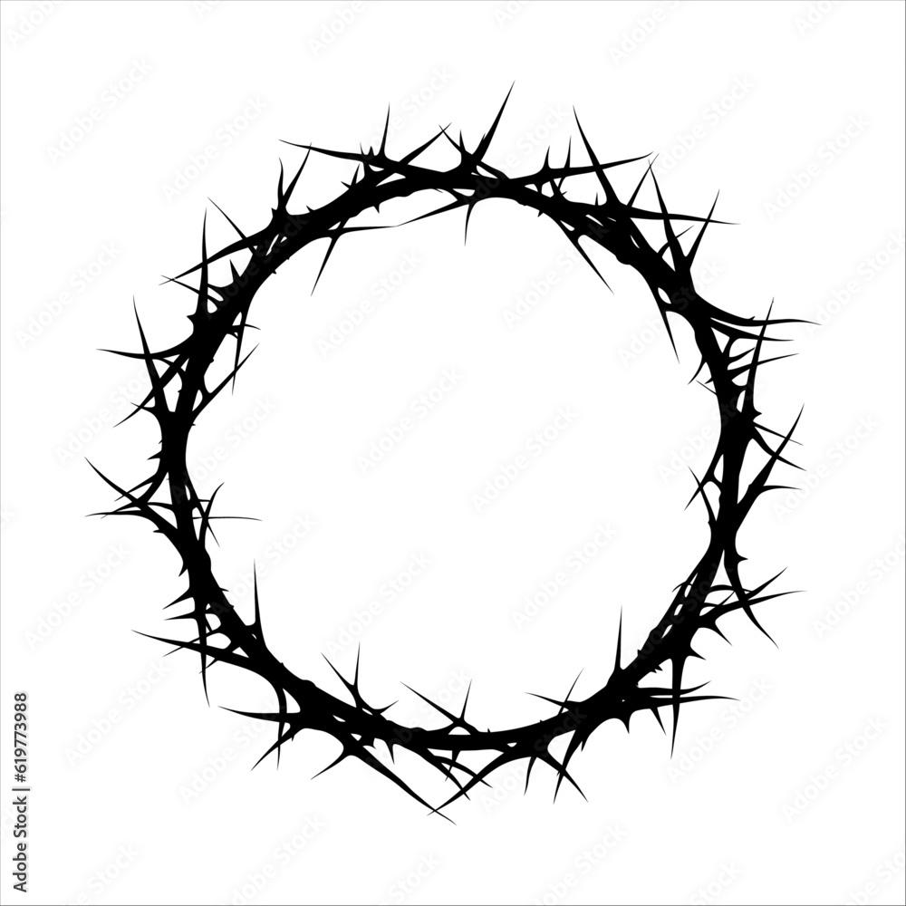 crown of thorns, vector art, isolated on white background, vector ...