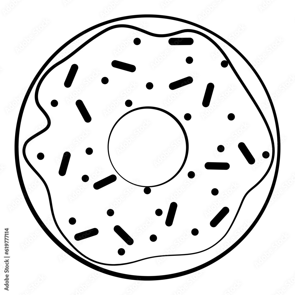 Black Line Art Donut. Vector Illustration. Sleek and minimalistic ...