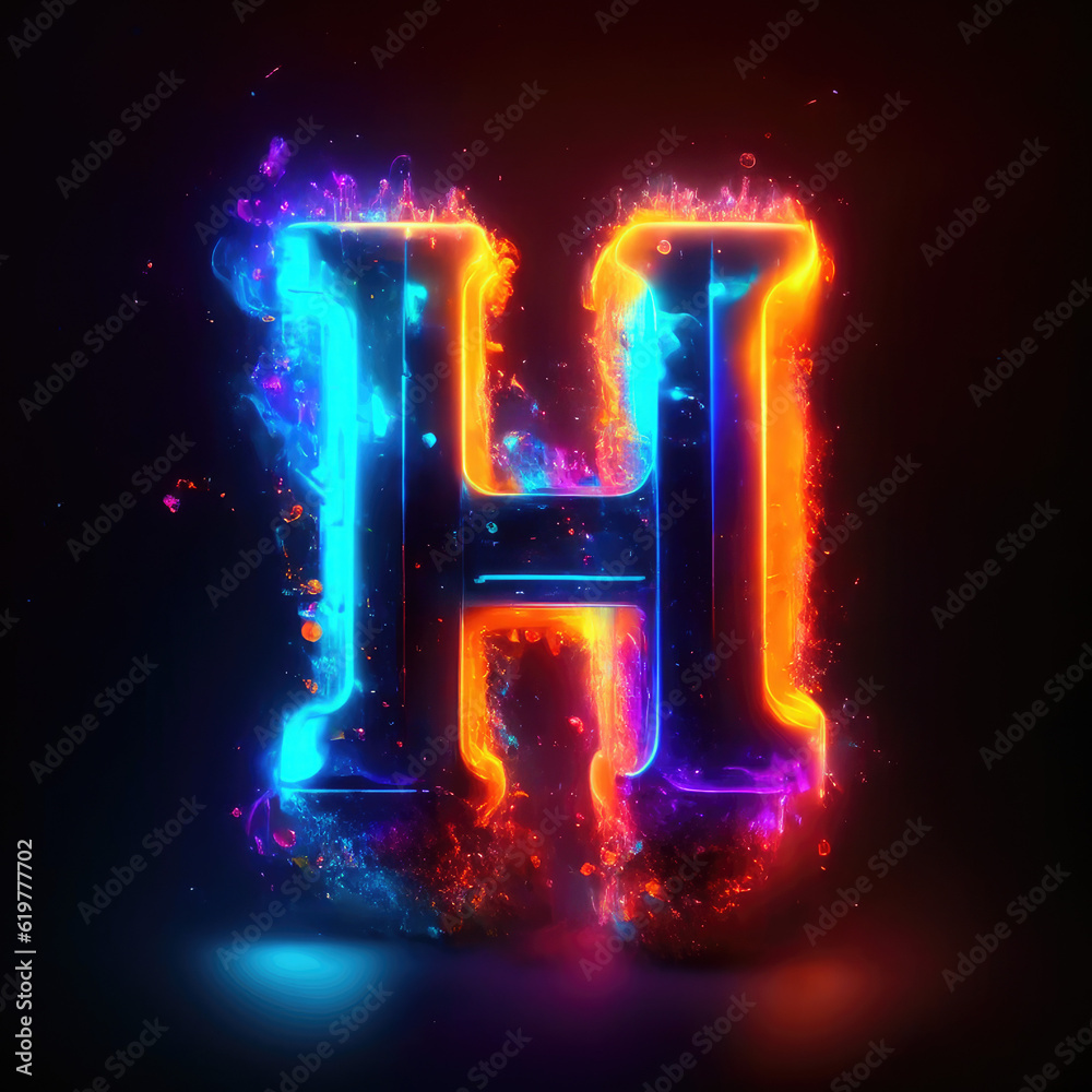 glowing neon sign, H alphabets wallpaper, h letter images, glowing h ...