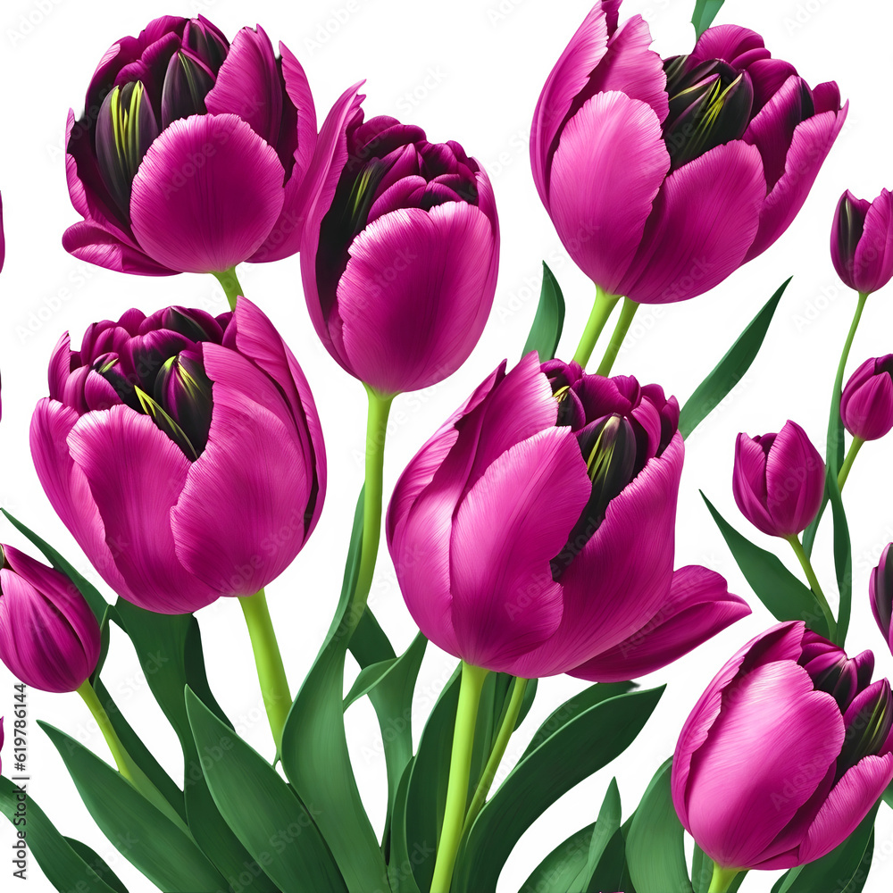 Realistic fuchsia tulip flowers illustration on isolated png background ...