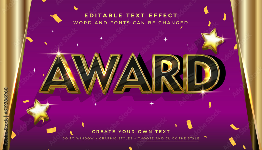 Premium Vector, Editable 3D gold text effect. Fancy bold shiny golden award font style Stock ...