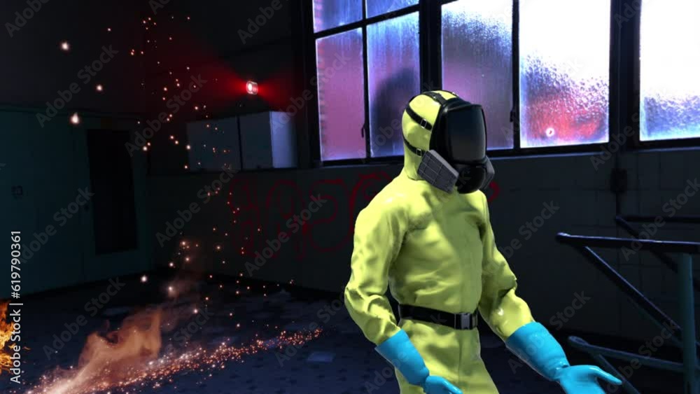 Nuclear powerpoint meltdown. Control room in chaos with sparks and fire ...