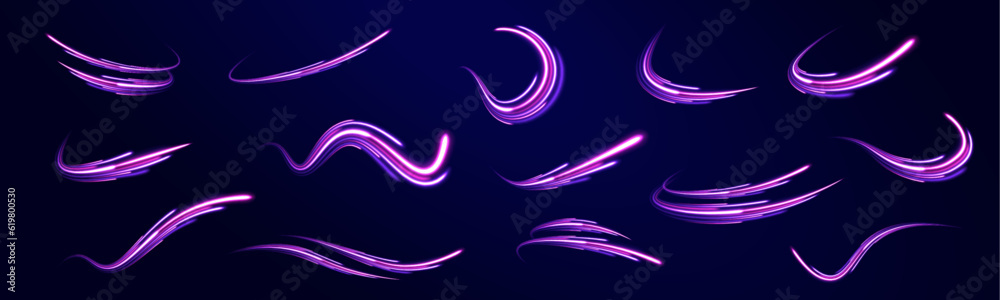 Lines in the shape of a comet against a dark background. Illustration ...