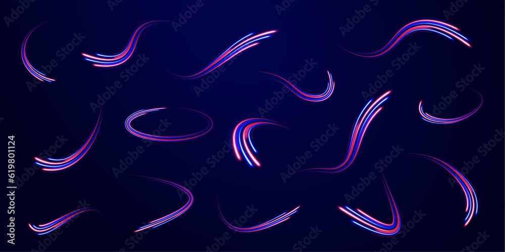 Lines in the shape of a comet against a dark background. Illustration ...