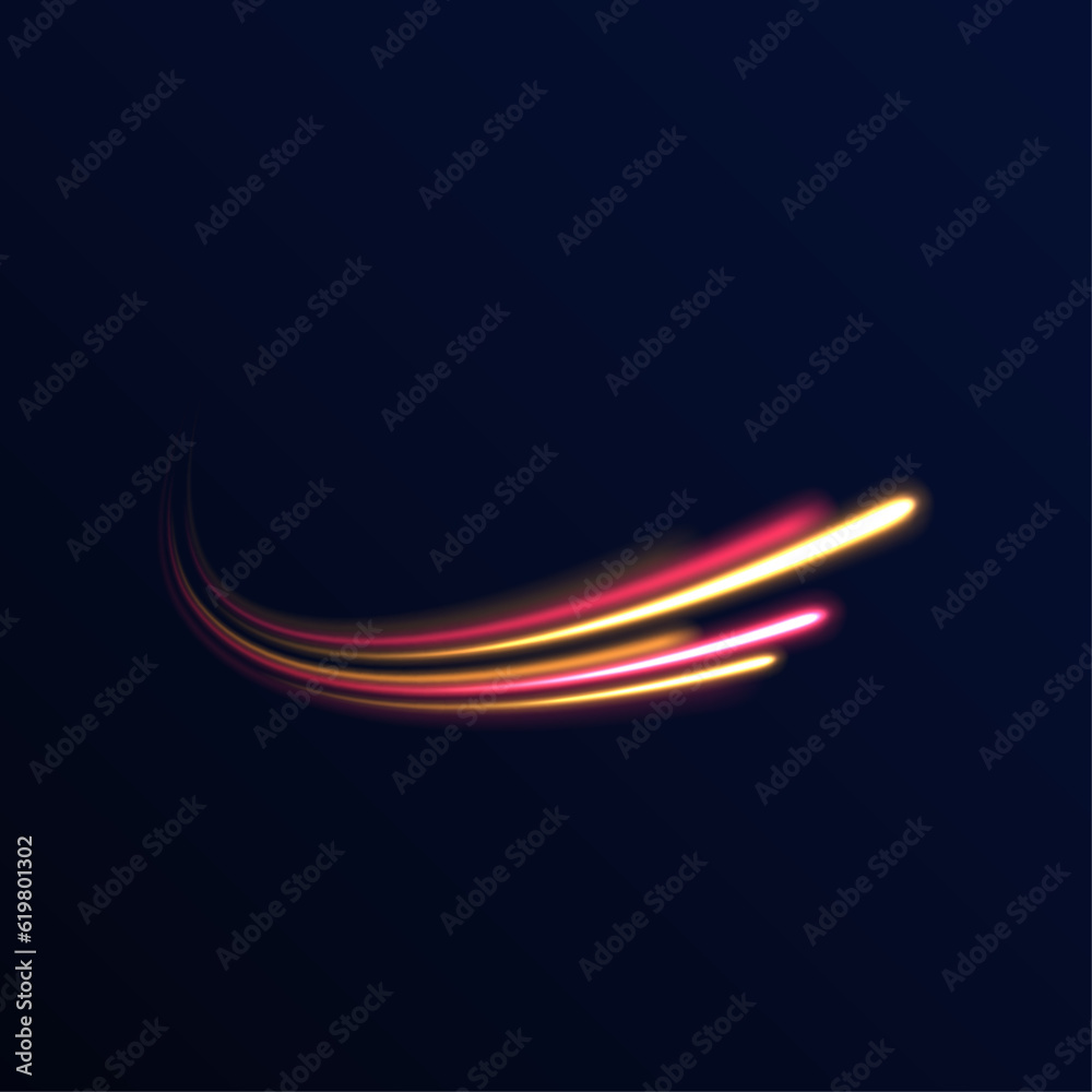 Green, red, pink and blue light or fire of rocket, comet, magic weapon ...