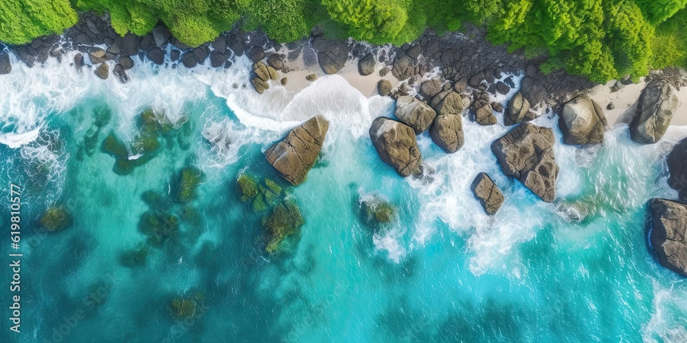 Beauty of the sea. Beaches where land and sea meet seascape. Top view ...