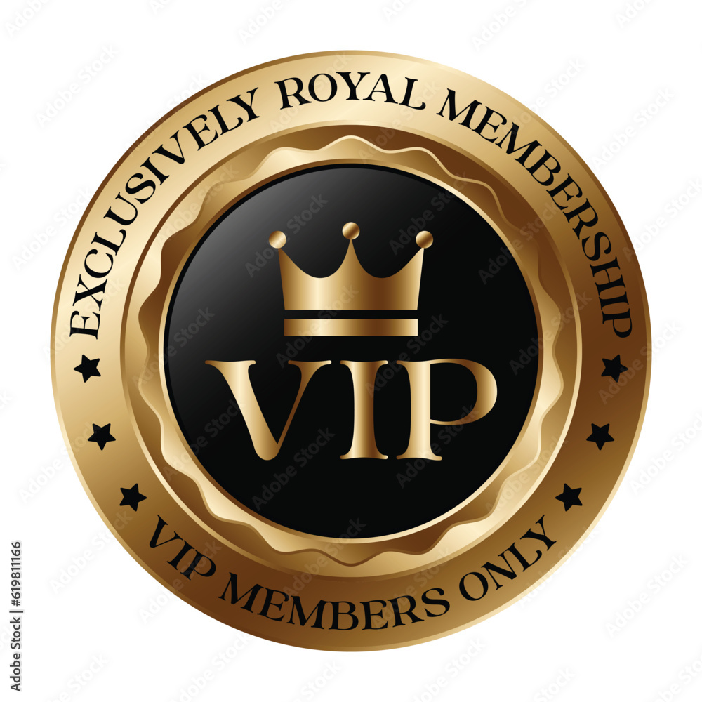 Glossy VIP Black Glass Label With Gold Crown, VIP Membership For Night ...