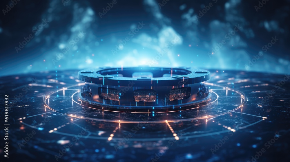Abstract technology background of a quantum computing system with processor and electronic ...