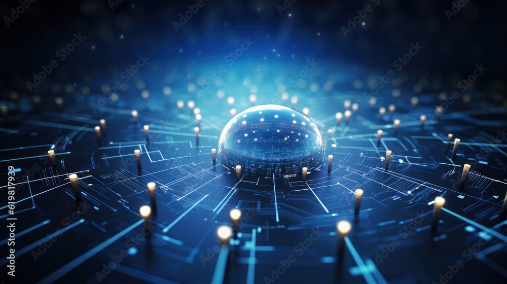 Abstract technology background of a quantum computing system with processor and electronic ...