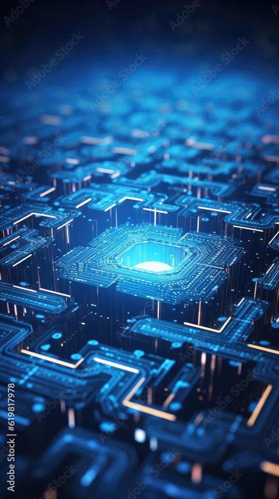 Abstract technology background of a quantum computing system with processor and electronic ...