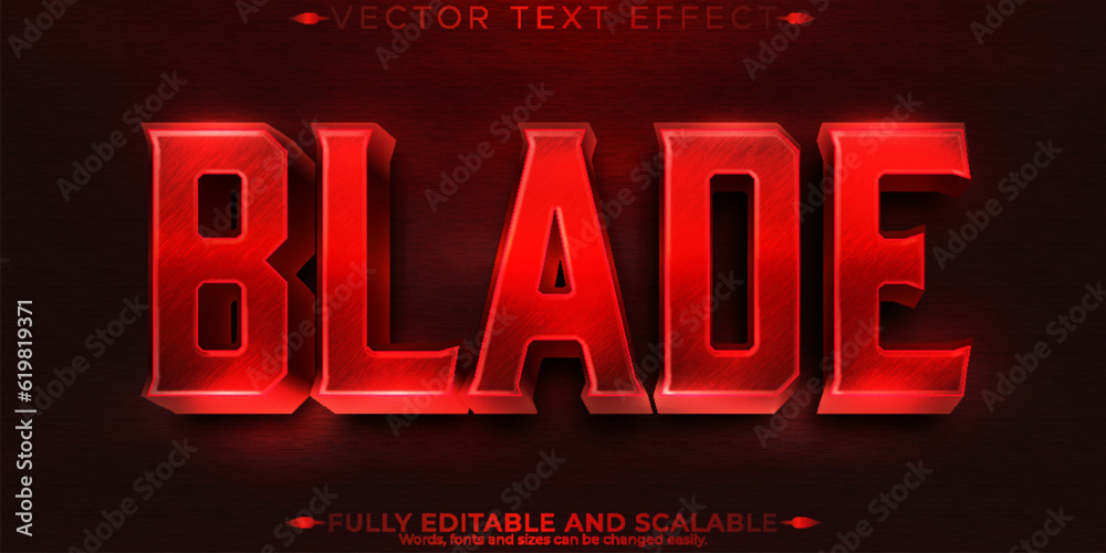 Editable text effect blade, 3d sword and warrior font style Stock ...