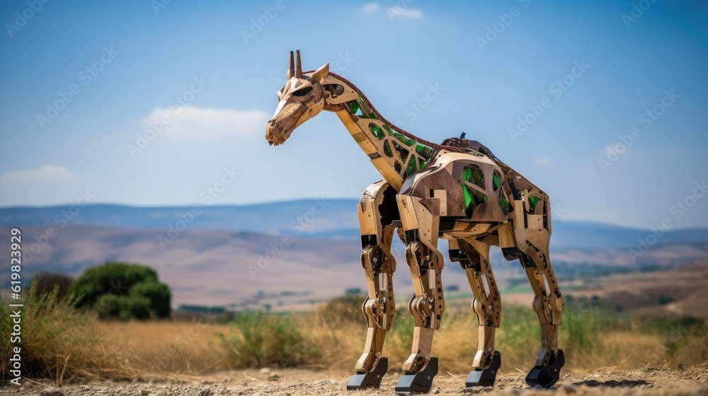 Futuristic giraffe robot. Robotic mechanical cyborg animal. AI ...