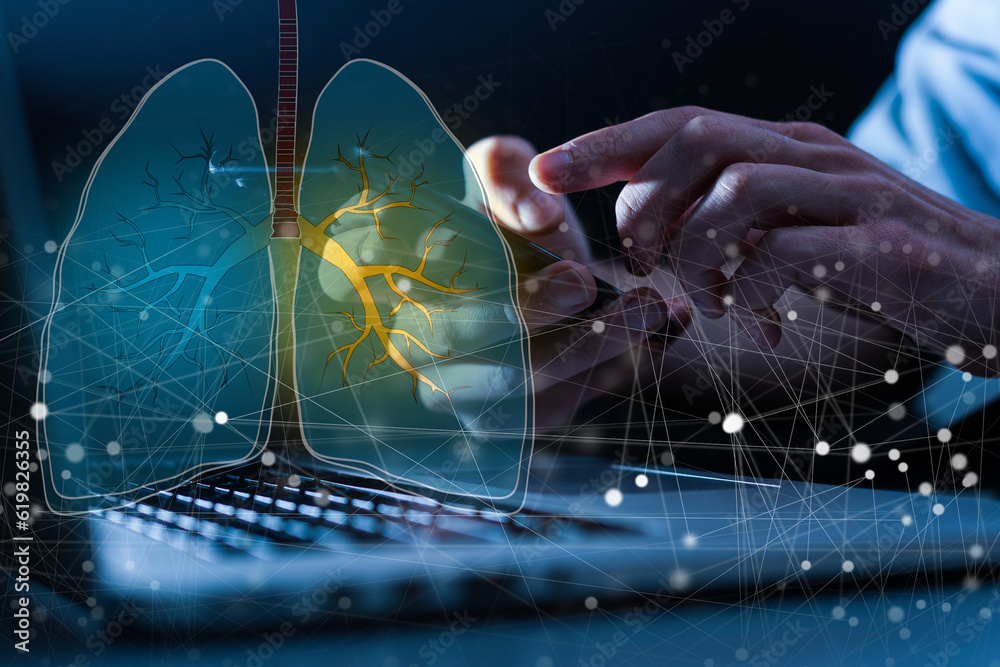 Medicine doctor touching icon medical network connection with modern ...