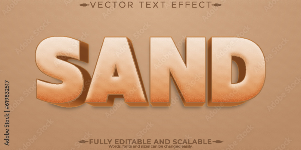 Sand text effect, editable beach and coast text style Stock Vector ...