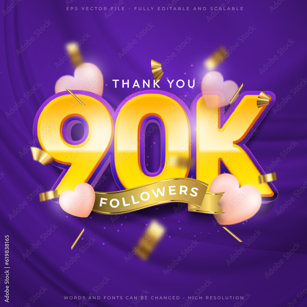 90K thank you social media followers and subscribers with editable font ...