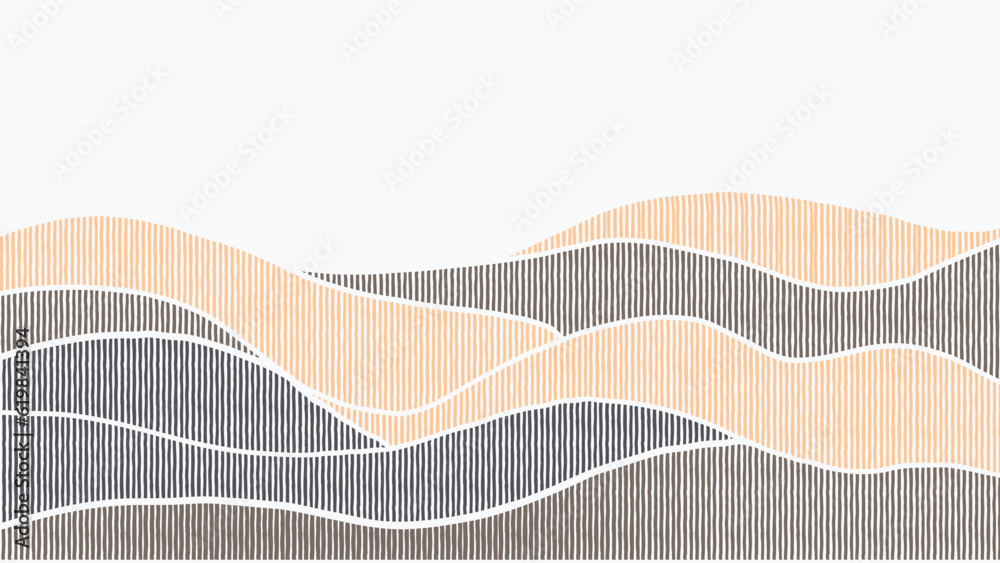 Abstract mountain background vector. Mountain landscape with line art ...