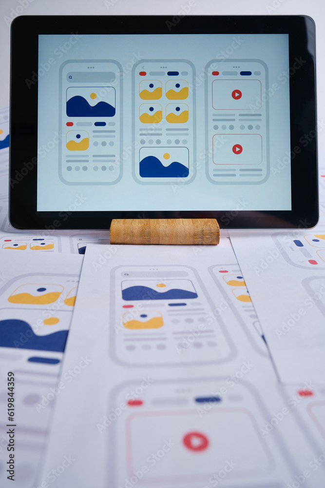 UX mobile application wireframe. Sketch, prototype, framework, layout ...