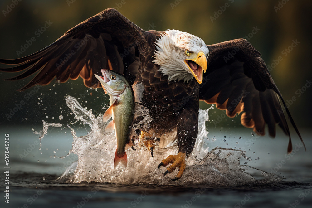 Bald eagle catching fish Stock Photo | Adobe Stock