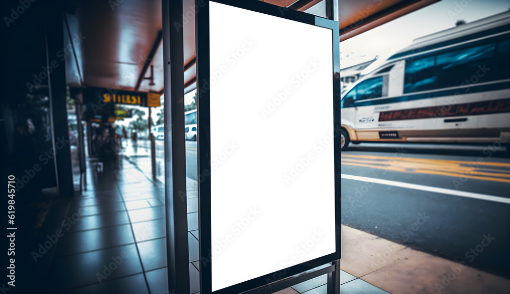 Empty Outdoor Advertising billboard mockup at bus stop, Empty ...