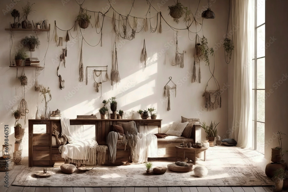 The vintage-style relaxation corner is decorated with wood accents and ...