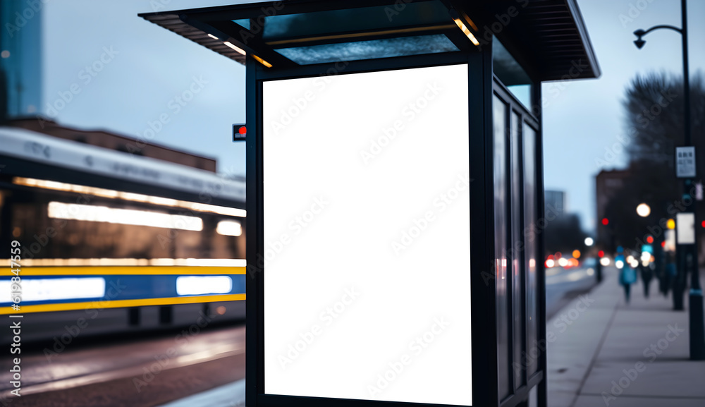 Empty Outdoor Advertising billboard mockup at bus stop, Empty ...