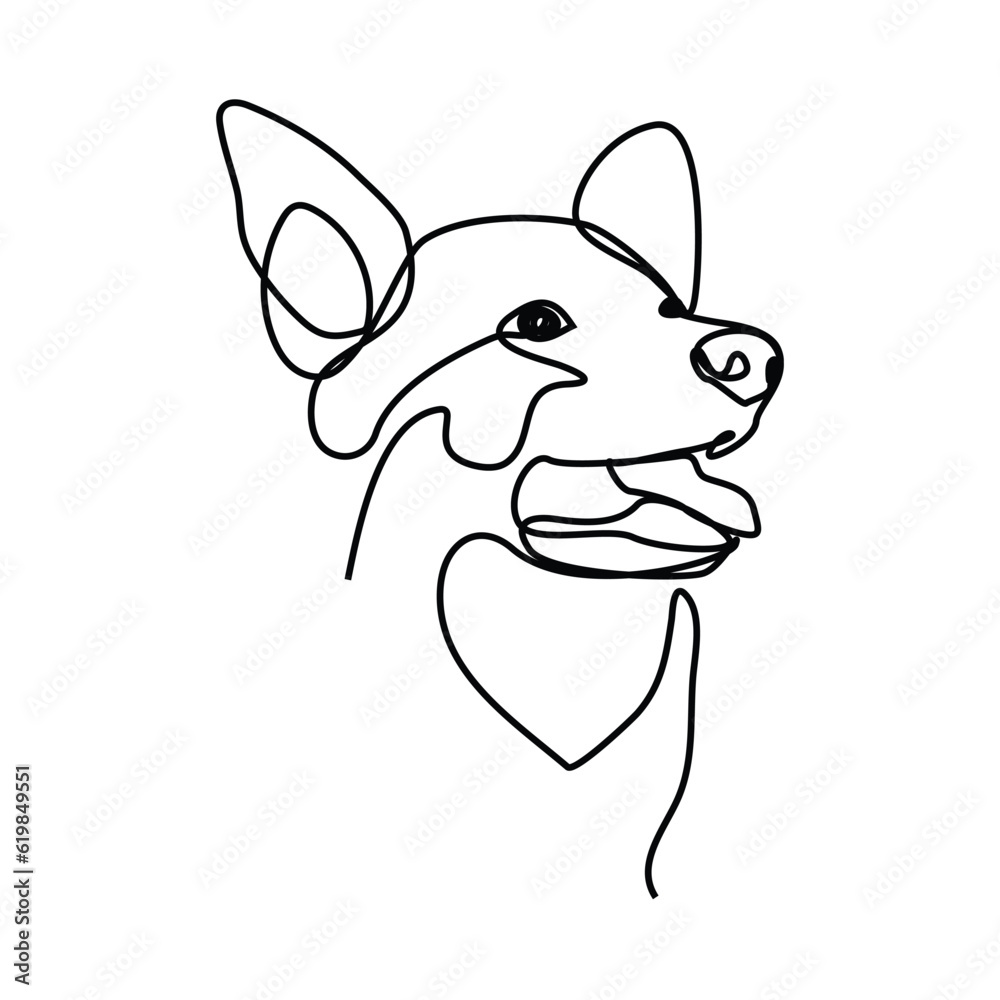 playful dog in continuous line drawing style single on white background ...