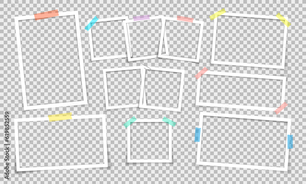 Empty photo frames with shadow effects. Vector Photo frame mockup ...