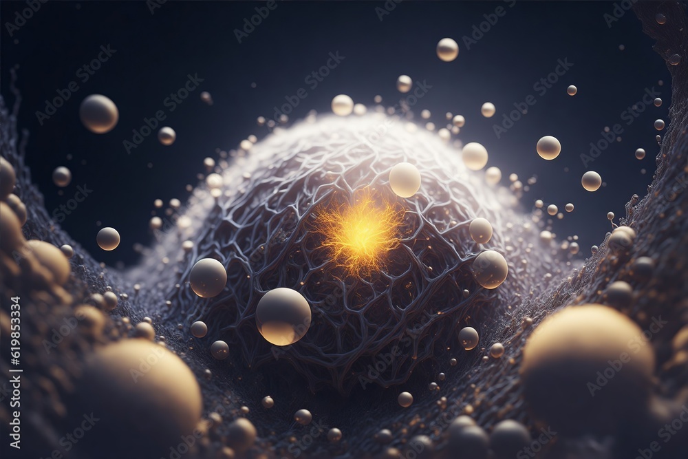 Abstract futuristic science particle banner background with network ...