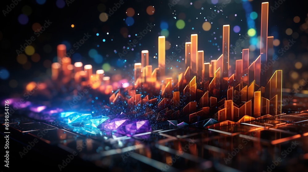 A dynamic grafik going up visualization of the global economy ...