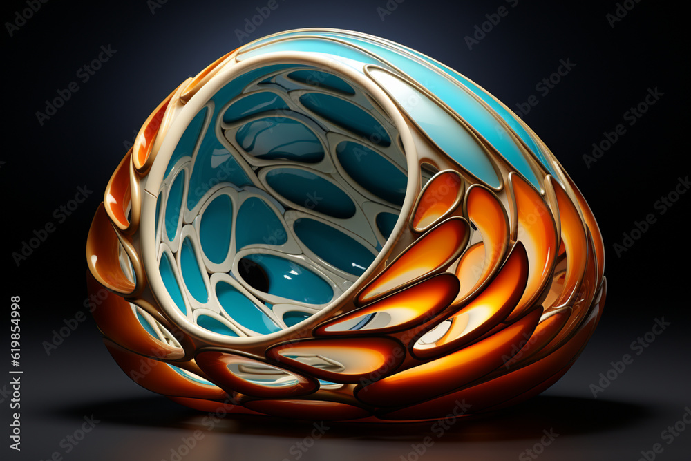 A digital illustration depicting a cocoon-inspired design composed of ...