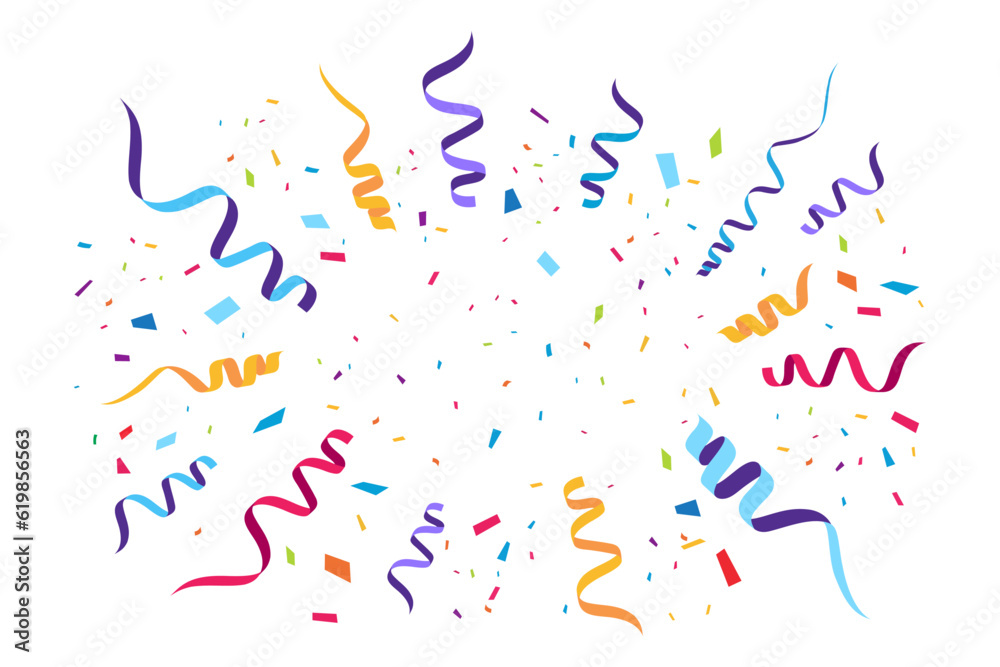 Confetti background or confetti explosion with colorful confetti, vector, isolated on ...