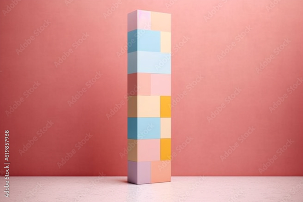 A pastel-colored geometric-inspired column wall decal with geometric ...