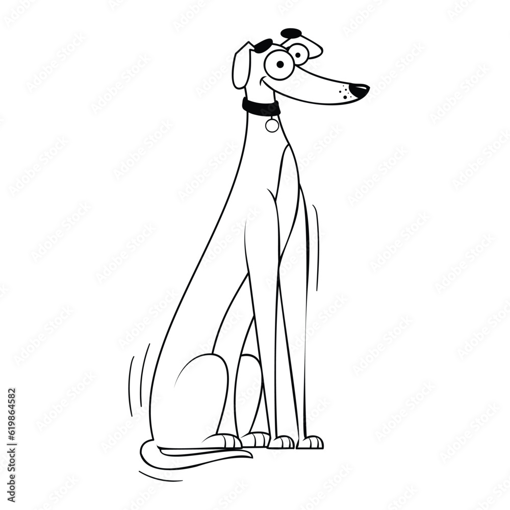 Vector Cartoon greyhound dog Character isolated illustration Stock ...