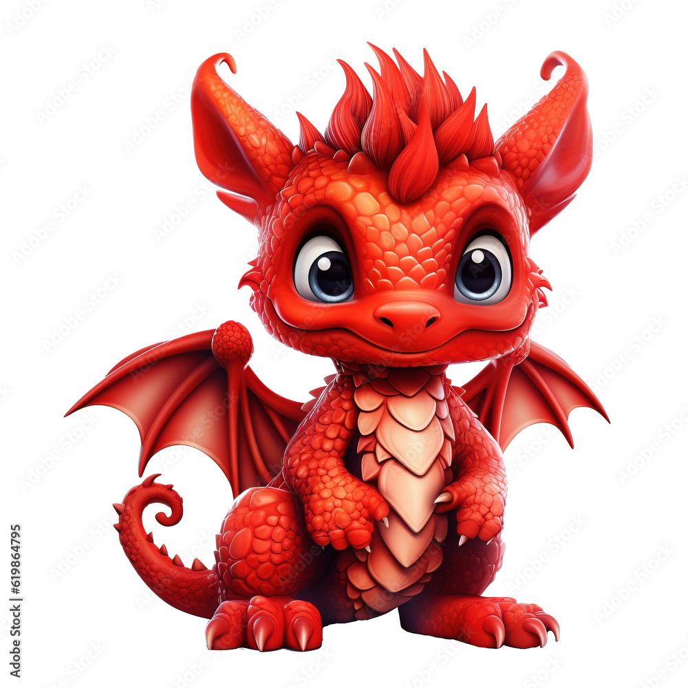Cute baby red dragon, cartoon red dragon, baby dragon ai generated ...
