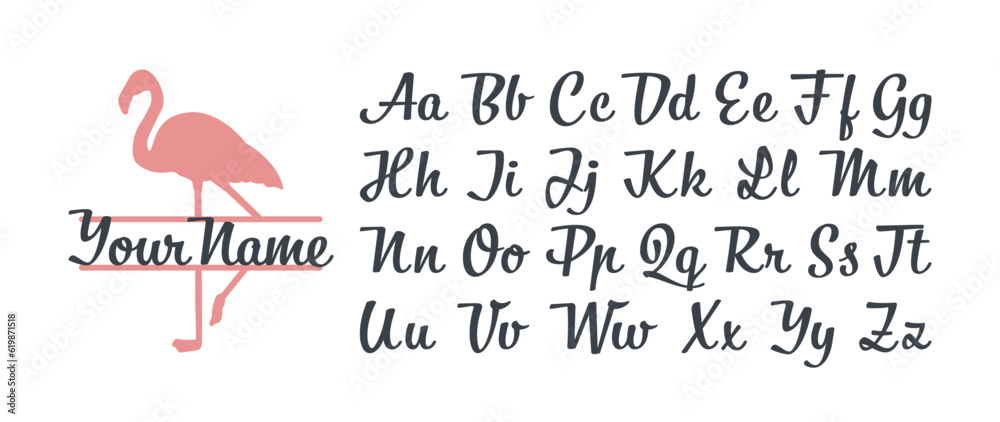 Flamingo Split Frame Template with Cursive Letters Stock Vector | Adobe ...