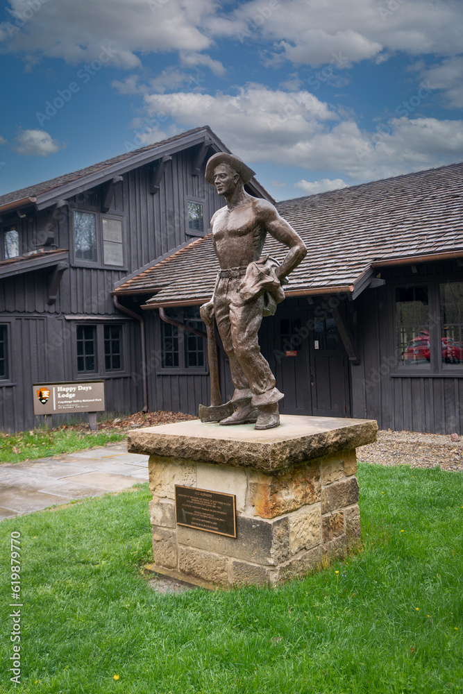 Iron Mike Civilian Conservation Corps (CCC) statue at Happy Days Lodge ...