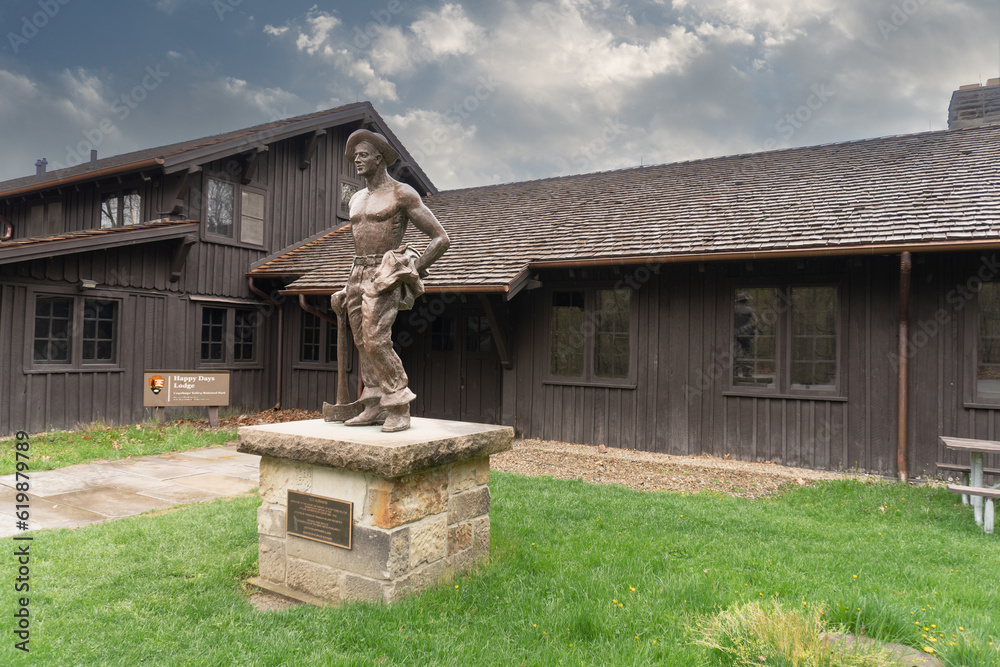 Iron Mike Civilian Conservation Corps (CCC) statue at Happy Days Lodge ...