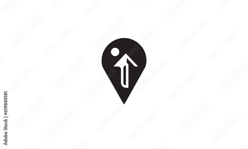 map logo black simple line art on white background Stock Vector | Adobe ...